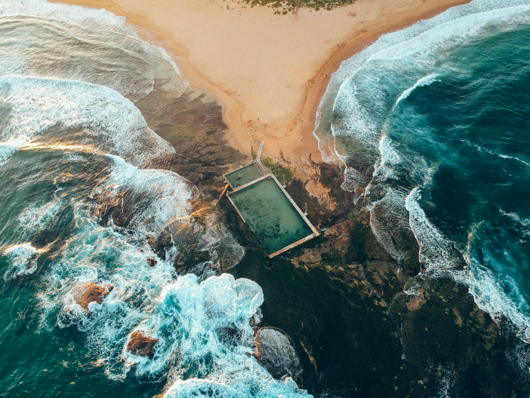 Mona Vale Beach and Rockpool in Sydney - Aerial Photography